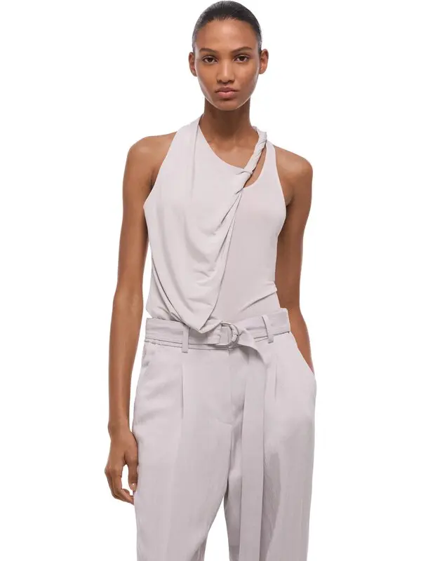 Helmut Lang Twisted Halter Tank - Grey