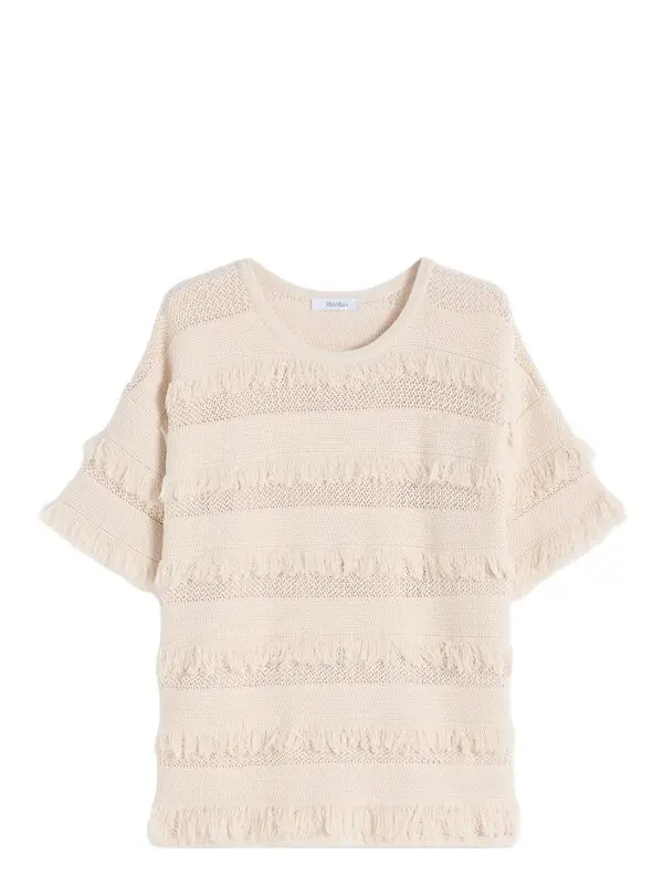 Max Mara Patterned Fringe Viscose Sweater - Ivory