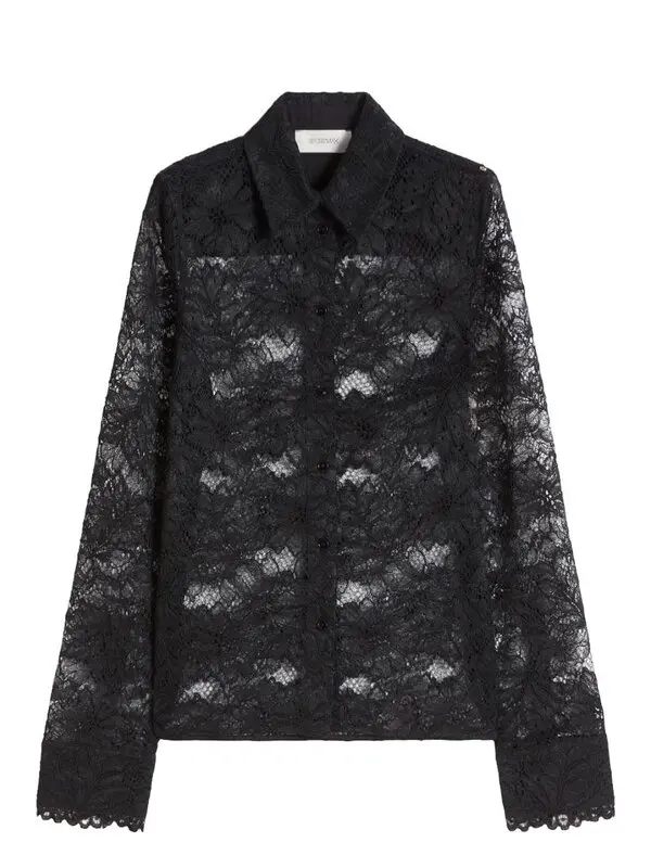 Max Mara Lace Button-up Shirt - Black