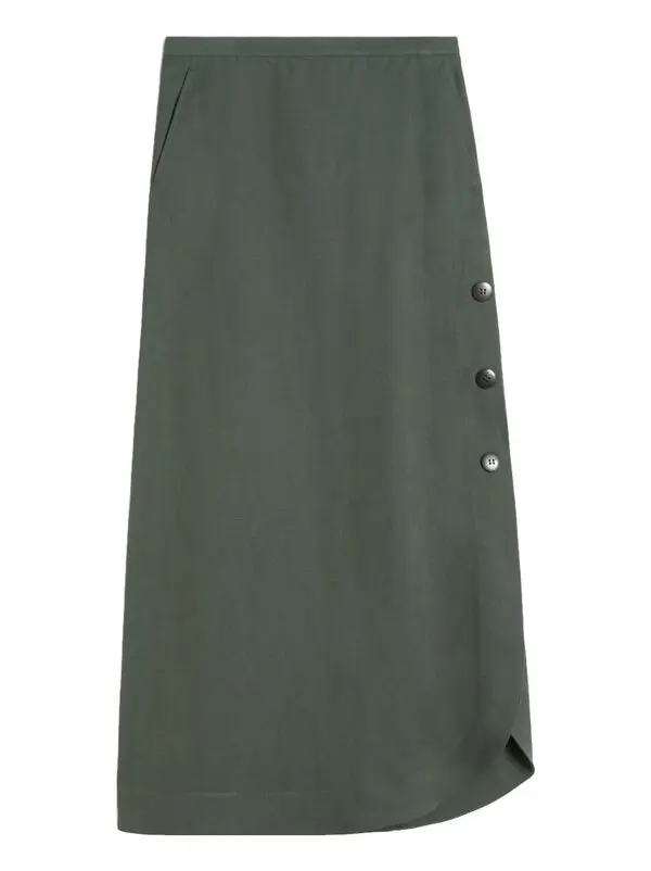 Max Mara Viscose And Linen Canvas Long Skirt - Kaki