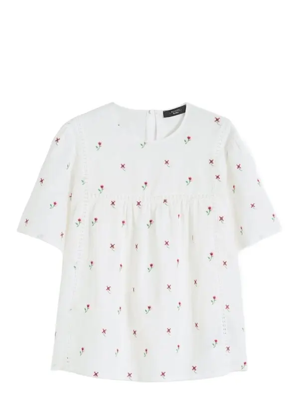 Max Mara Linen Canvas And Stretch Jersey Top - White