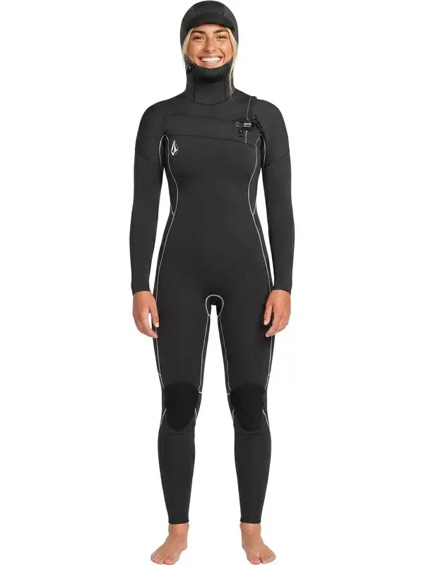 Volcom 4/3mm Modulator Chest Zip Hooded Full Wetsuit - Black