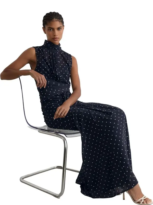 REISS Stacey Polka-dot Print Maxi Dress - Navy/ivory