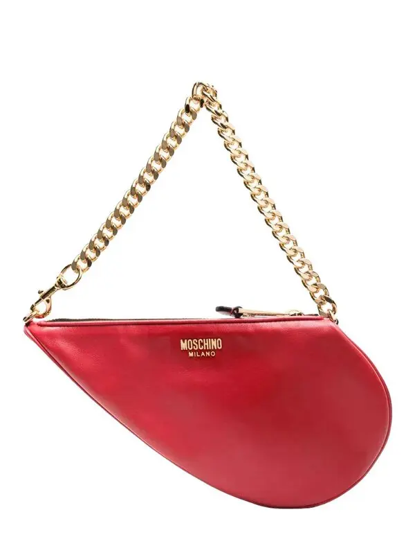 Moschino Asymmetric Leather Shoulder Bag - Red