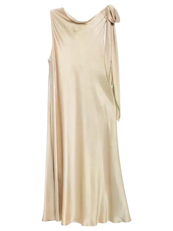 Antonelli Firenze Bow-detail Cowl-neck Midi Dress - Neutrals