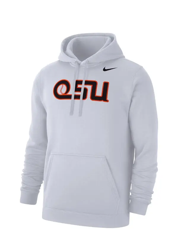 Nike Oregon State Beavers Club Fleece Baseball Pullover Hoodie - White