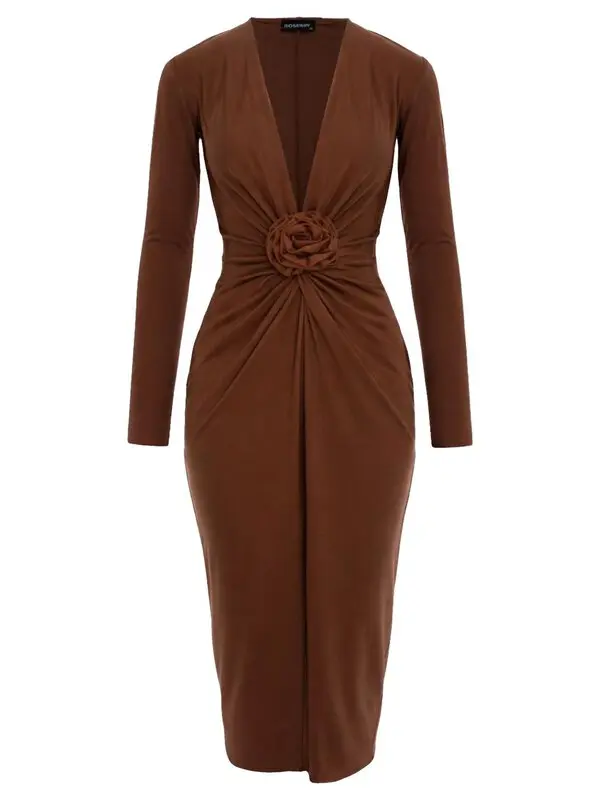 ROSERRY Mallorca Jersey Midi Dress - Brown