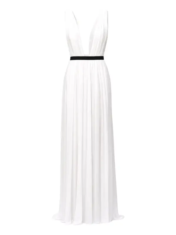 ROSERRY Cut Out Silk Tulle Maxi Dress - White