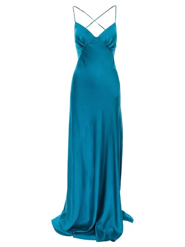 ROSERRY Seville Satin Maxi Dress - Blue