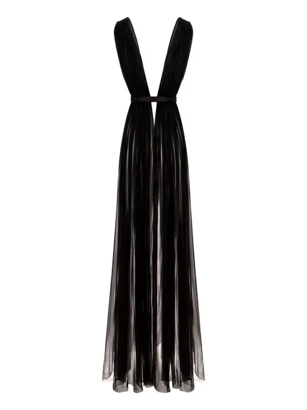 ROSERRY Cut Out Silk Tulle Maxi Dress - Black