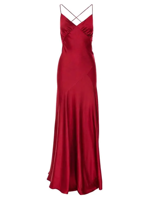 ROSERRY Satin Maxi Slip Dress - Red