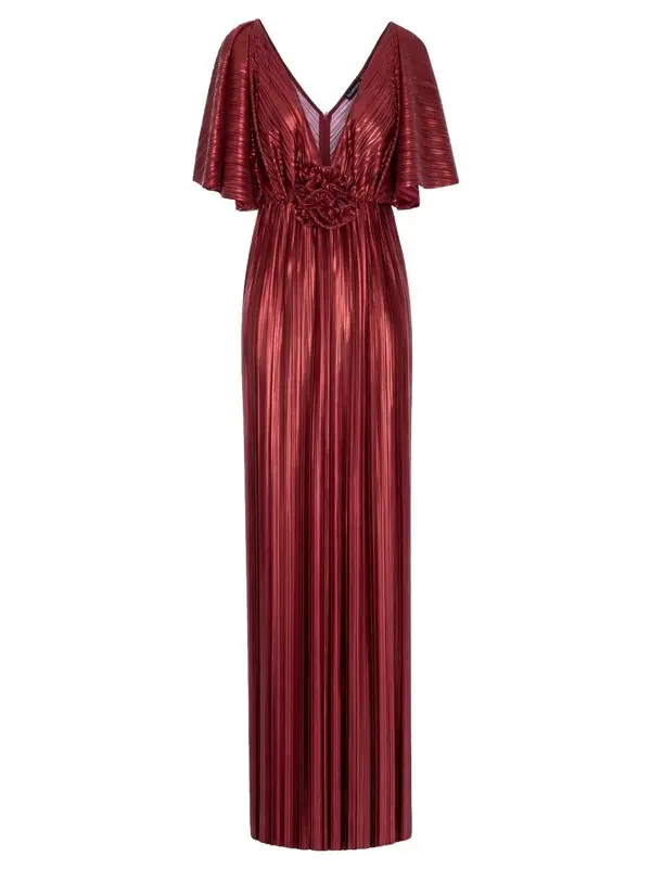 ROSERRY Florence Pleated Maxi Dress - Burgundy
