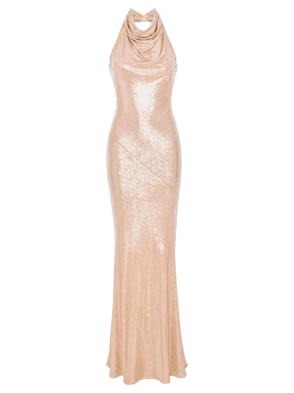 ROSERRY Metallic Jersey Maxi Dress - Gold