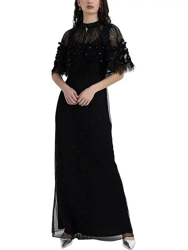 RAISHMA Catalina Gown With Cape - Black