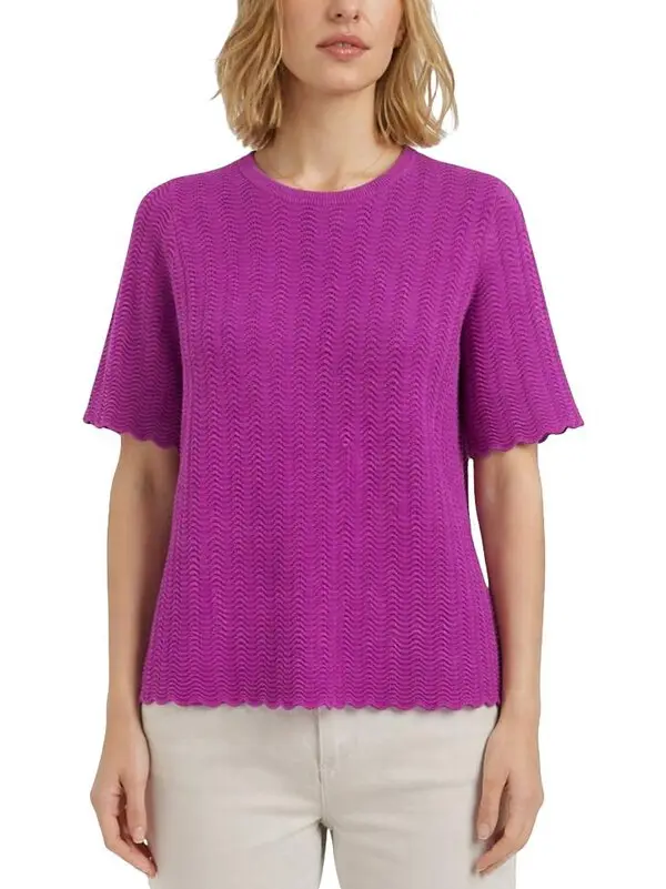 Chinti & Parker Cotton Crochet Tee - Magenta