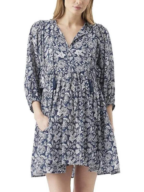 RIPE MATERNITY Cali Nursing Round Neck Printed Dress - Ink/white