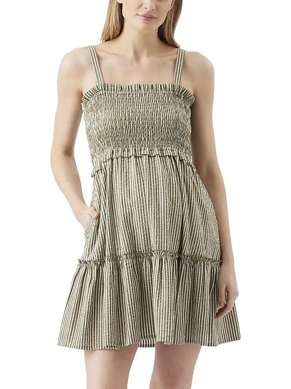 RIPE MATERNITY Gabby Tiered Dress - Khaki / White