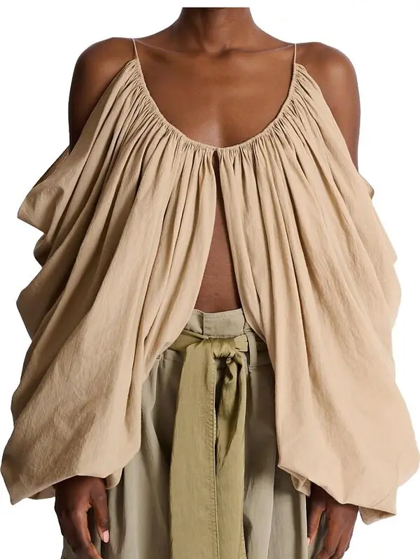 Balmain Strappy Cotton Blouse - Beige
