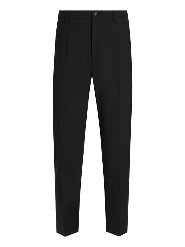 Dolce & Gabbana Stretch Cotton Pants With Dg Embroidery - Black