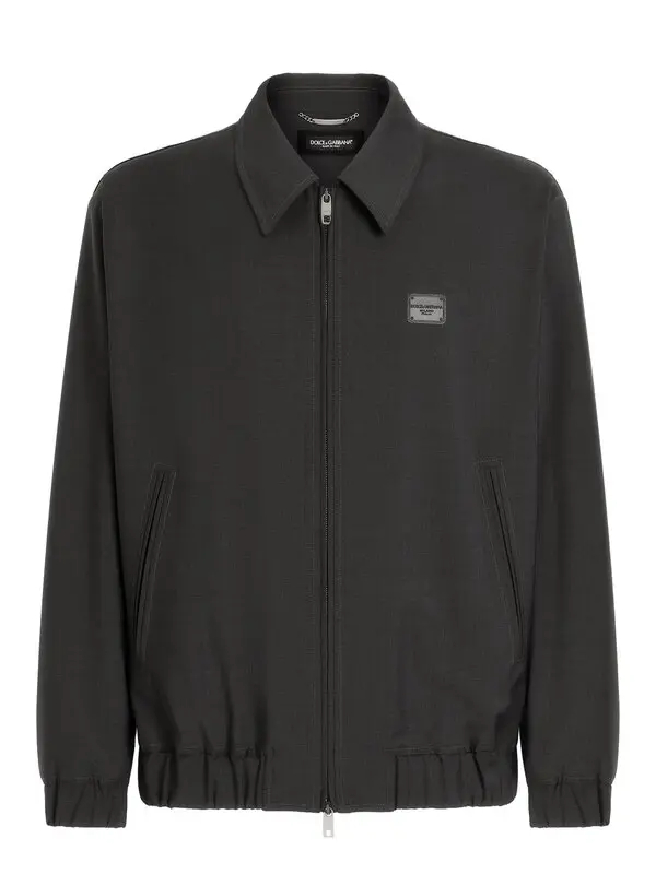 Dolce & Gabbana Wool Zip-up Jacket With Logo Tag - Grey