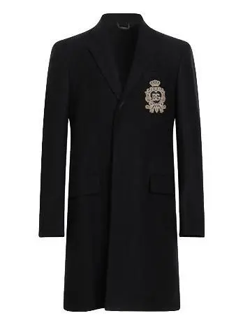 Dolce & Gabbana Single-breasted Coat With Brand Logo - Black
