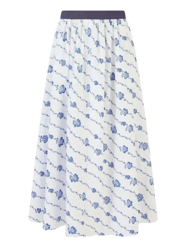 Rosie Assoulin Embroidered A-line Skirt - Blue,white