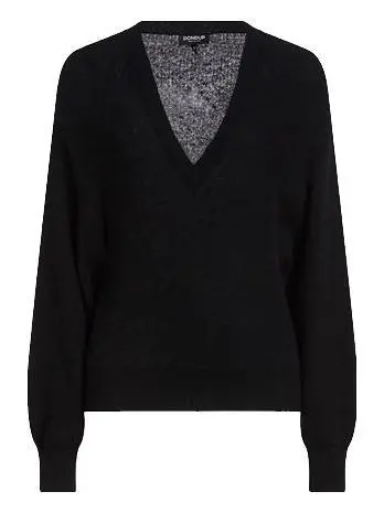 DONDUP V-neck Pullover In Polyamide And Alpaca Wool Blend - Black