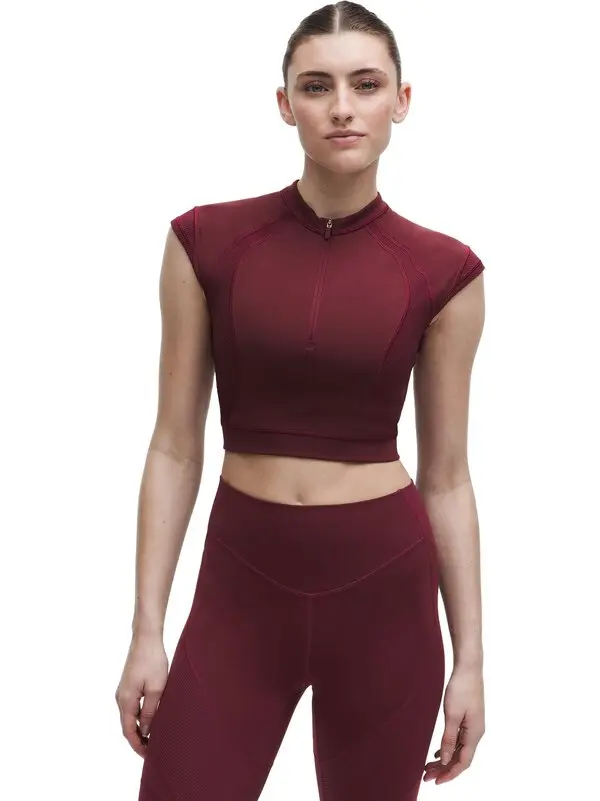 Lululemon Everlux Panelled Short-sleeve Shirt - Burgundy Bay