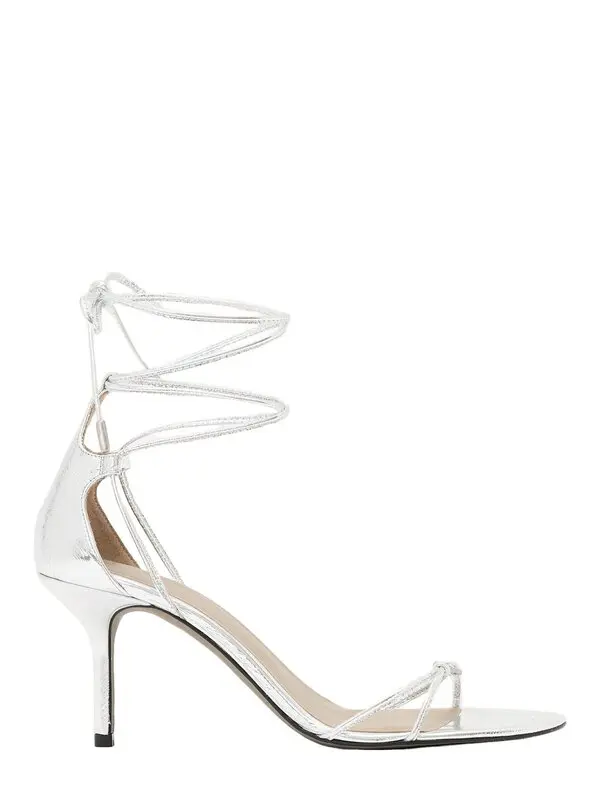 ALLSAINTS Ali Leather Stiletto Sandals - Silver