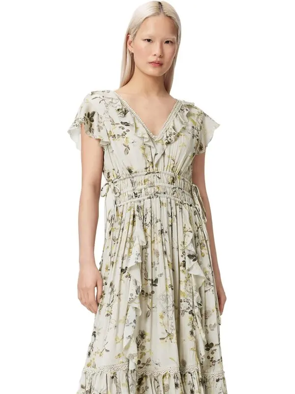 ALLSAINTS Canto Floral Maxi Dress - Carmel Stem Green