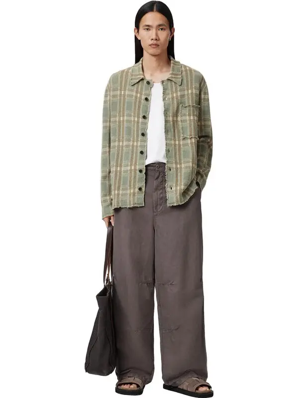 ALLSAINTS Solmar Knitted Check Cardigan - Powdered Green