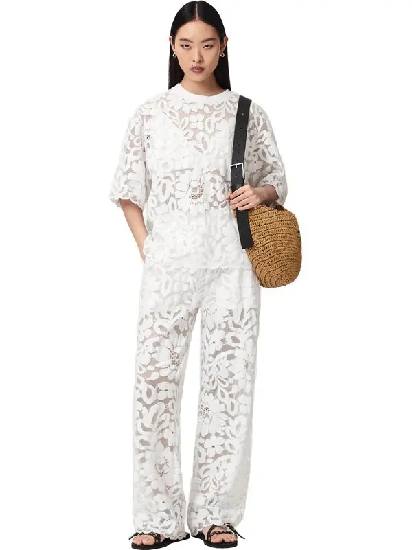 ALLSAINTS Amelie Straight Leg Lace Pants - White