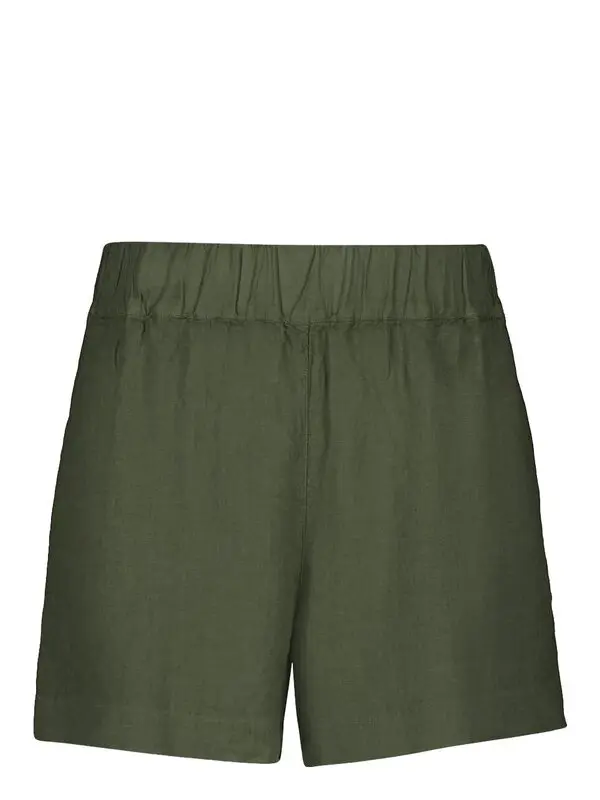 120% Lino Linen Casual Fit Shorts - Green