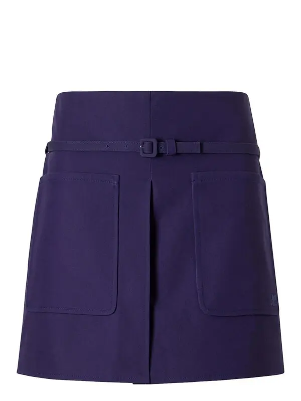 COURREGES Belted Cotton-canvas Mini Skirt - Navy