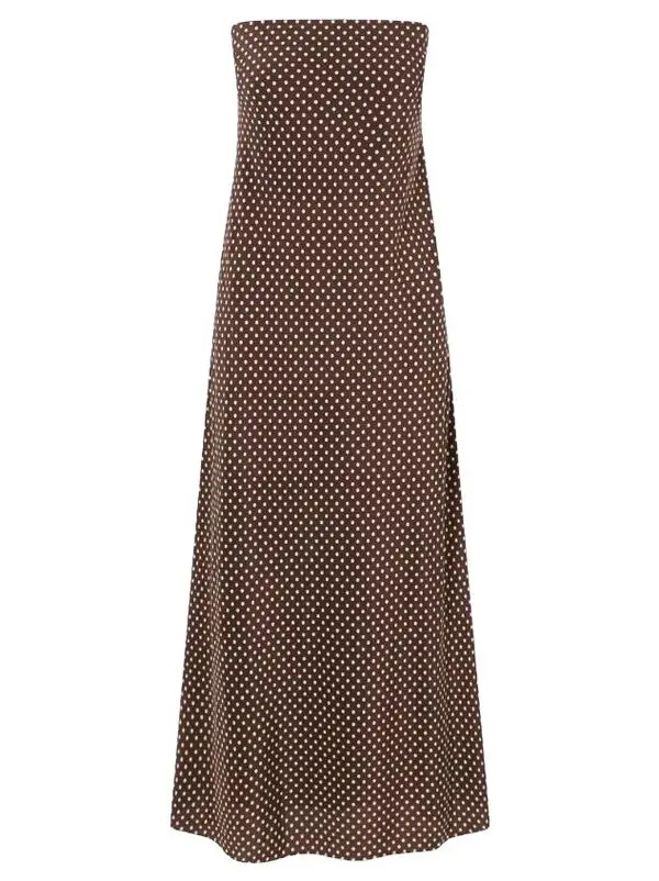 Matteau Bias Polka-dot Silk Crepe De Chine Midi Dress - Brown