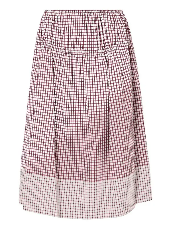 LIBEROWE Eve Tiered Checked Cotton Midi Skirt - Burgundy