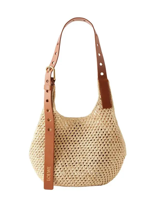 Loewe The Punch Hole Raffia Shoulder Bag - Neutrals