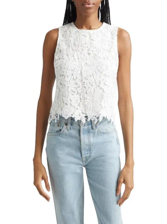 Alice + Olivia Amal Lace Tank - Off White