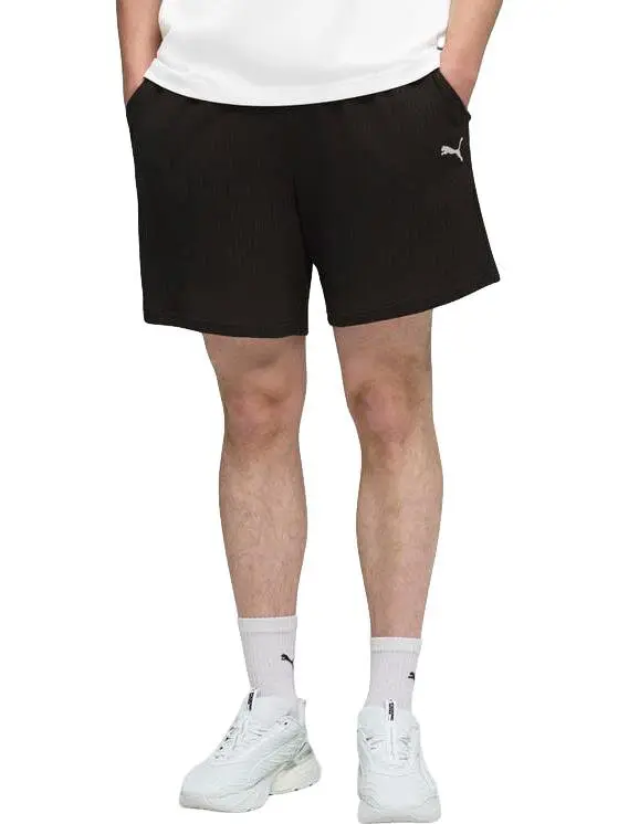 PUMA Waffle Knit Relaxed Fit Shorts - Puma Black