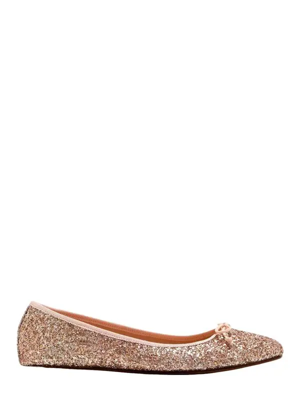 HOUSE OF BALLERINAS Glitter Ballet Flats With Bow Detail - Neutrals