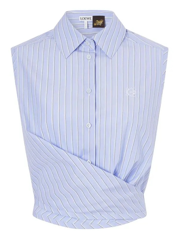 Loewe Paula's Ibiza Anagram Appliquéd Striped Top - Blue