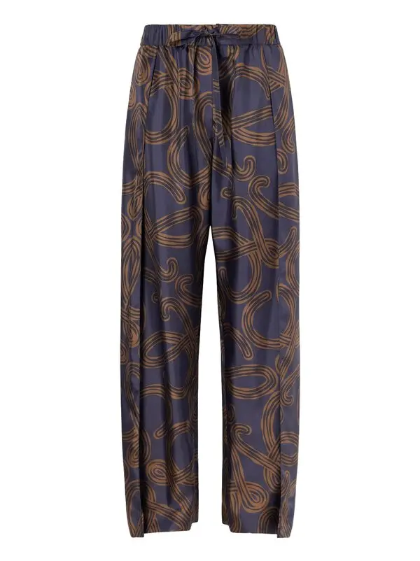 Loewe Printed Silk Pants - Blue