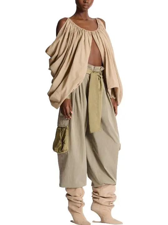 Balmain Strappy Cotton Blouse - Beige