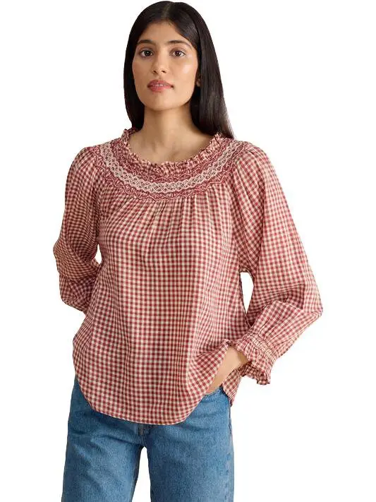 IF ONLY IF Georgie Blouse - Rust Gingham