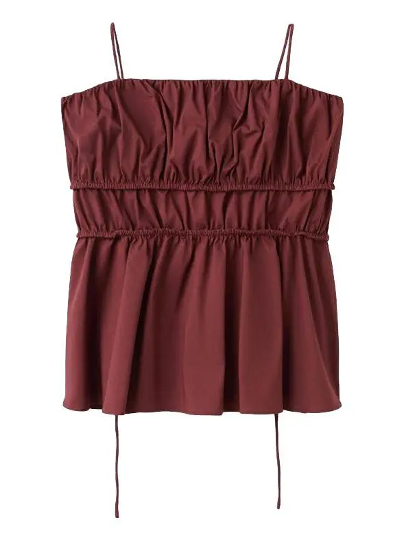 Mango Shirred Stretch Cotton Camisole - Burnt Orange