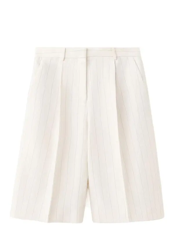 Mango Pleated Bermuda Shorts - Ecru