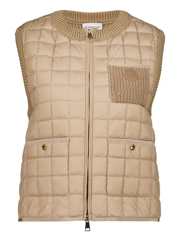 Moncler Quilted Cotton Down Gilet - Beige