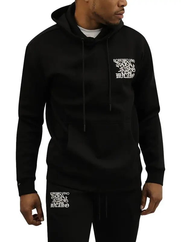 ROBERTO VINO Milano Cityscape Graphic Hoodie - Black