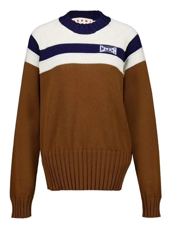 Marni Striped Cotton Knit Sweater - Brown