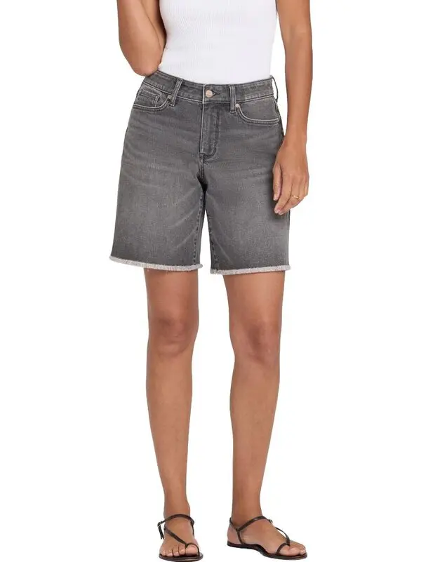 NYDJ Naomi Relaxed Raw Hem Denim Shorts - Dusty Ash